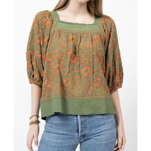 Sister Mary | Tops | New Sister Mary Embroidered Cotton Square Neck Top ...